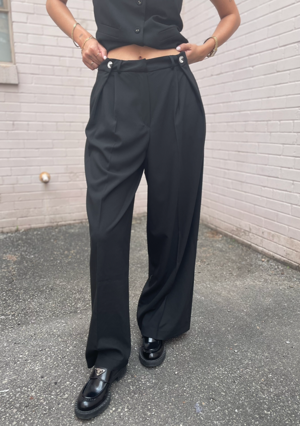 The Pink Door Double Button Dress Trousers - Black – Shop The Pink Door