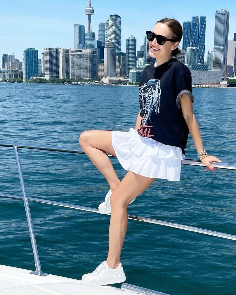 Blanco Cotton Ruffle Skort - White – Shop The Pink Door